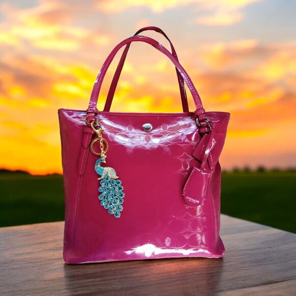Coach | Bags | Coach Magenta Peyton Embossed Patent Leather Tote 2 ...